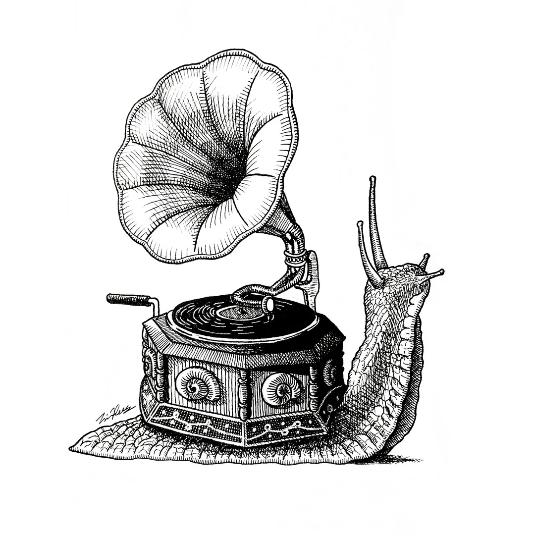 Snailaphone, u/tallman_tim (me), ink, 2023 | Scrolller