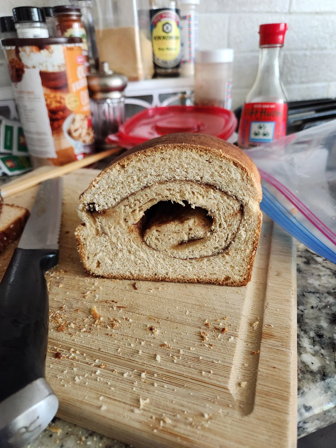 Cinnamon roll bread unrolling | Scrolller