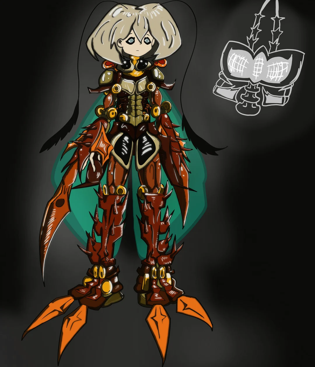 [OC] Crocake the beast and its sacrifice, the armour is made from an alive giant cockroach that ...