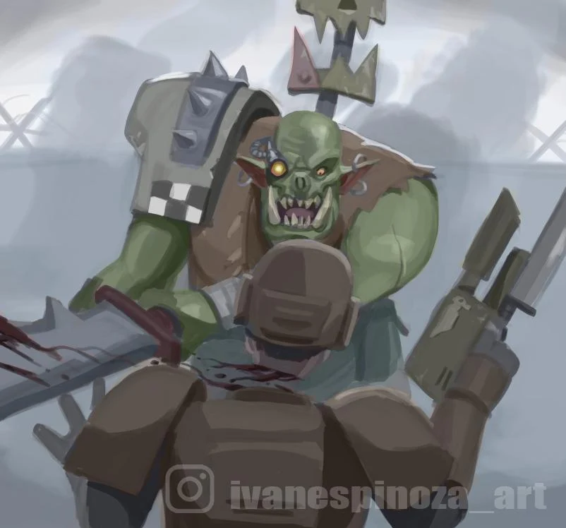 Choppa dont miss! (Orks vs IG fanart) | Scrolller