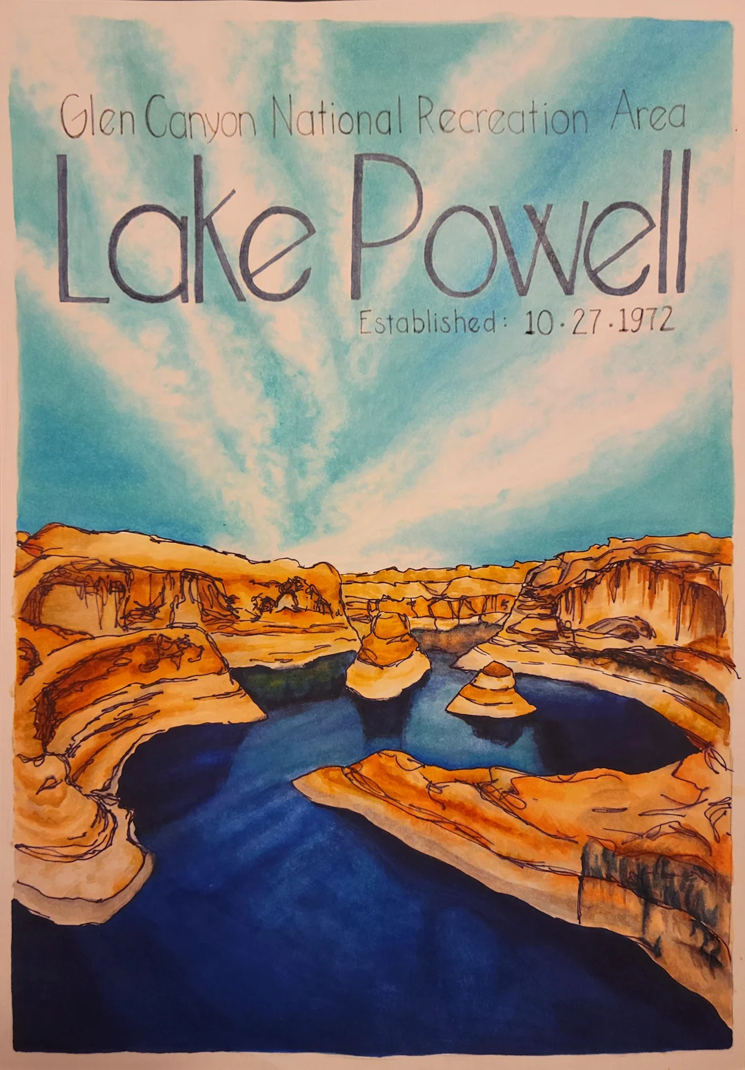 Lake Powell, me, alcohol markers, 2023 | Scrolller