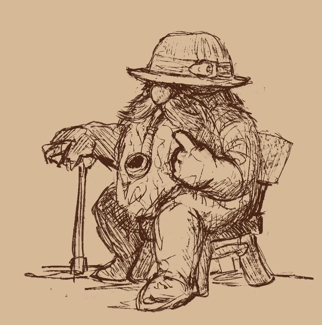 Old dwarf with a pipe, me, ink, 2023 | Scrolller