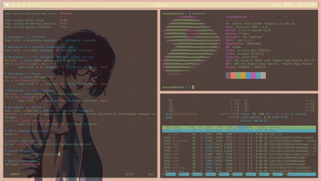 [BSPWM] scuffed gruvbox | Scrolller