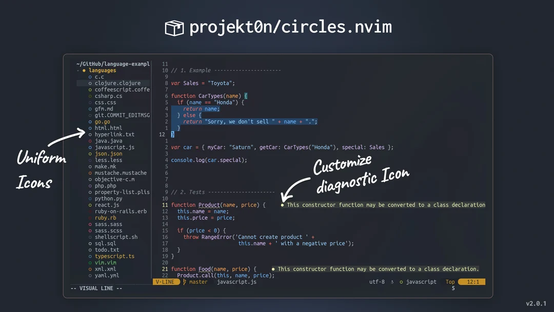 [OC] circles.nvim - Uniform Icons for Neovim. | Scrolller
