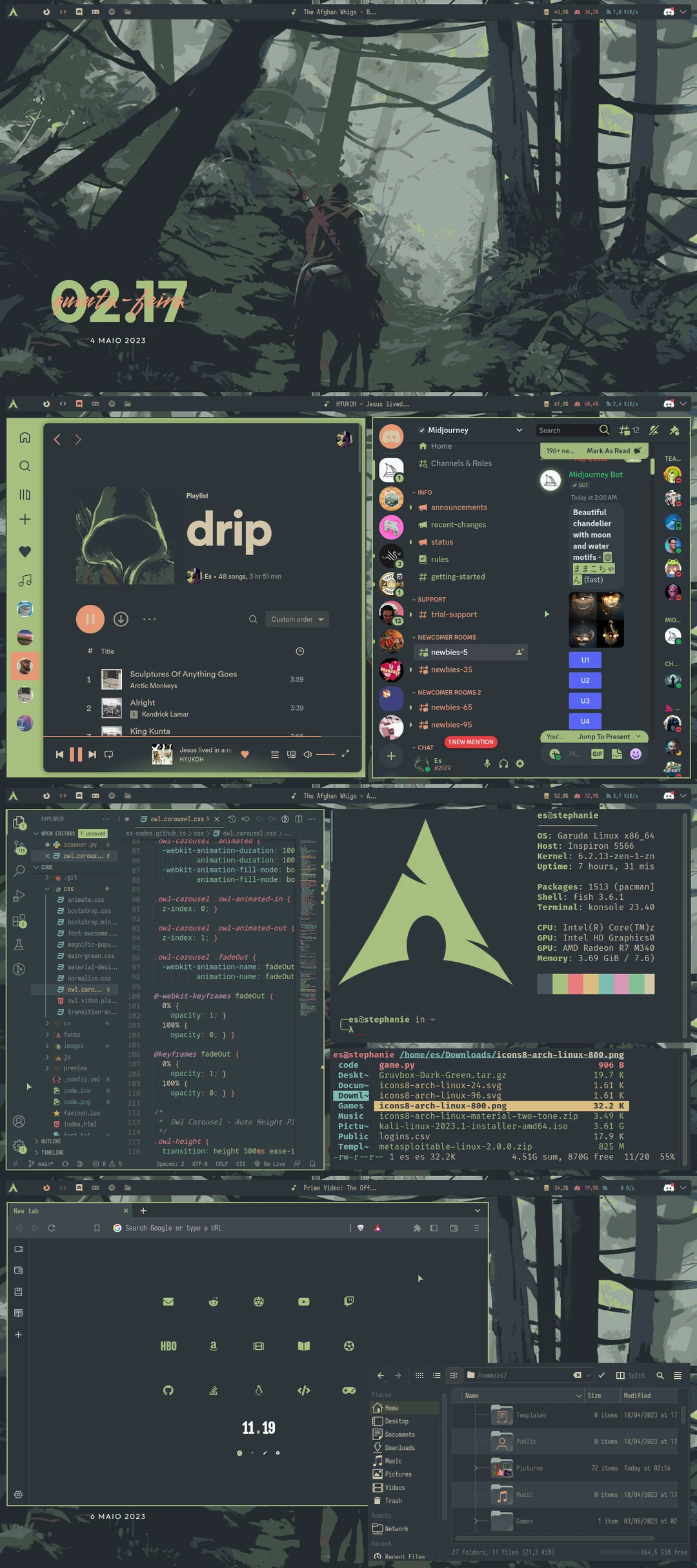 [KDE + Bismuth] Everforest theme ! | Scrolller