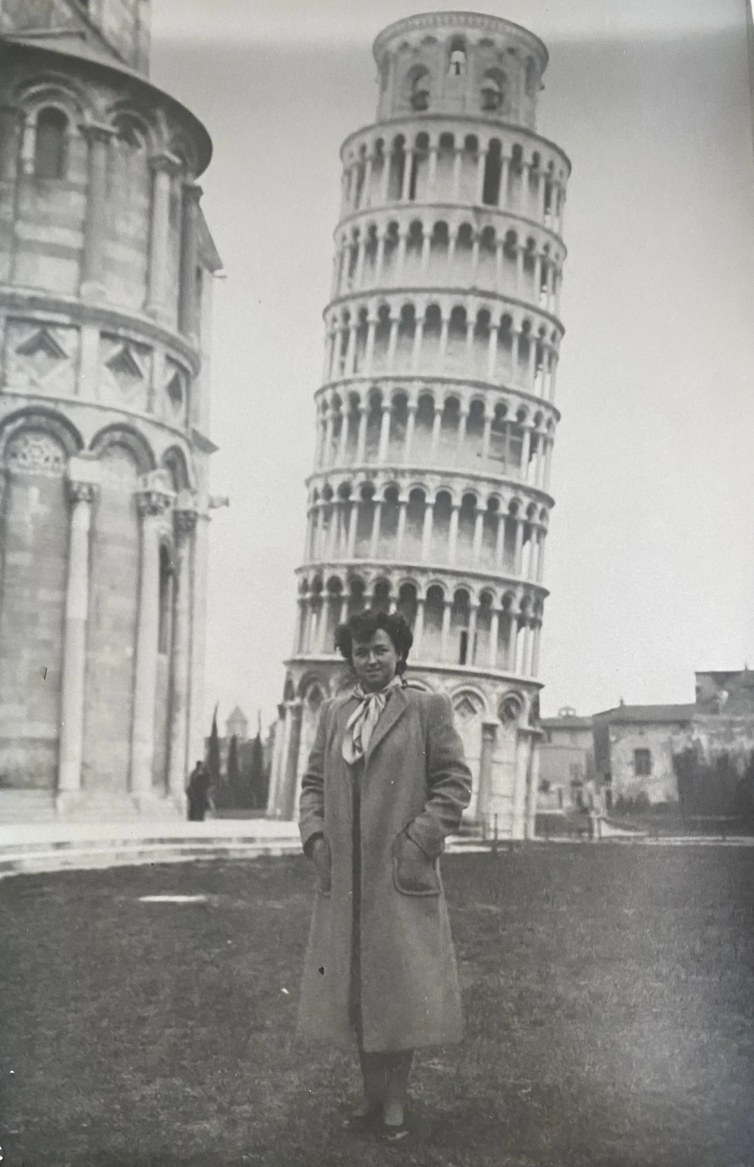 My Mom at the Leaning Tower of Pisa, March 1949 | Scrolller