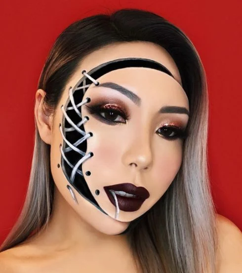 A Mask Tells You More Than a Face, Mimi Choi, makeup, 2018 | Scrolller