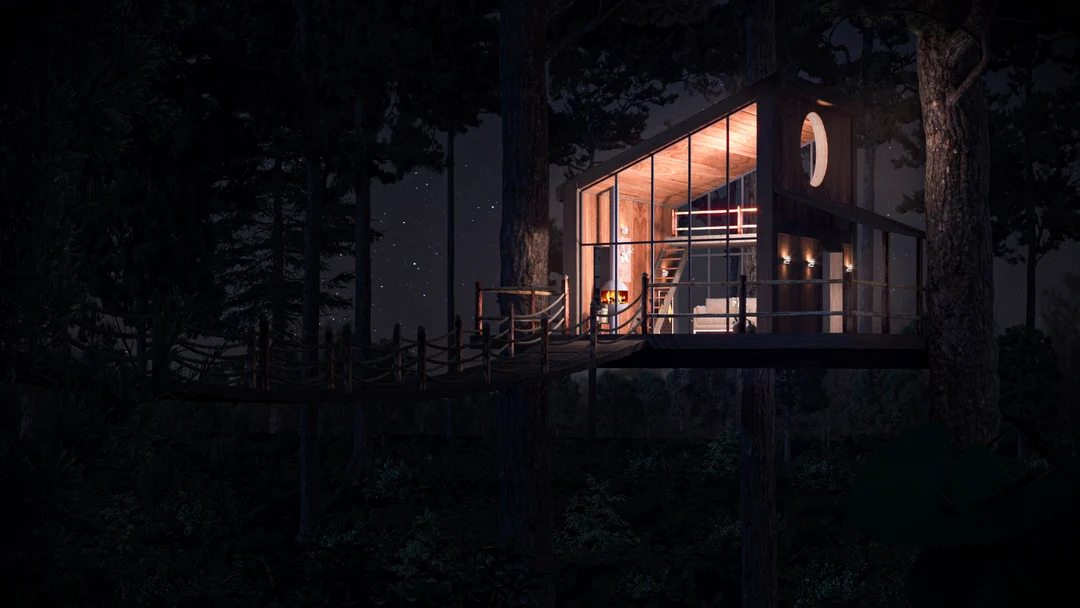Cozy treehouse among the stars (a render) | Scrolller
