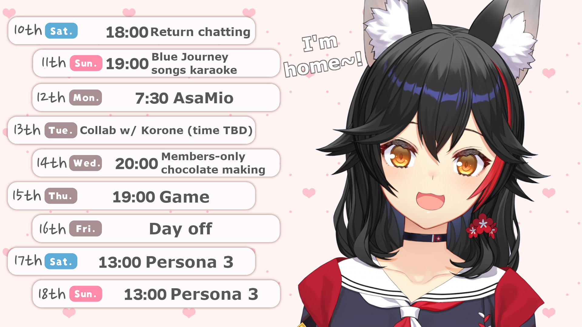 Your Mio Schedule for Feb 10th - 18th // Mio has returned!! (times in JST) | Scrolller