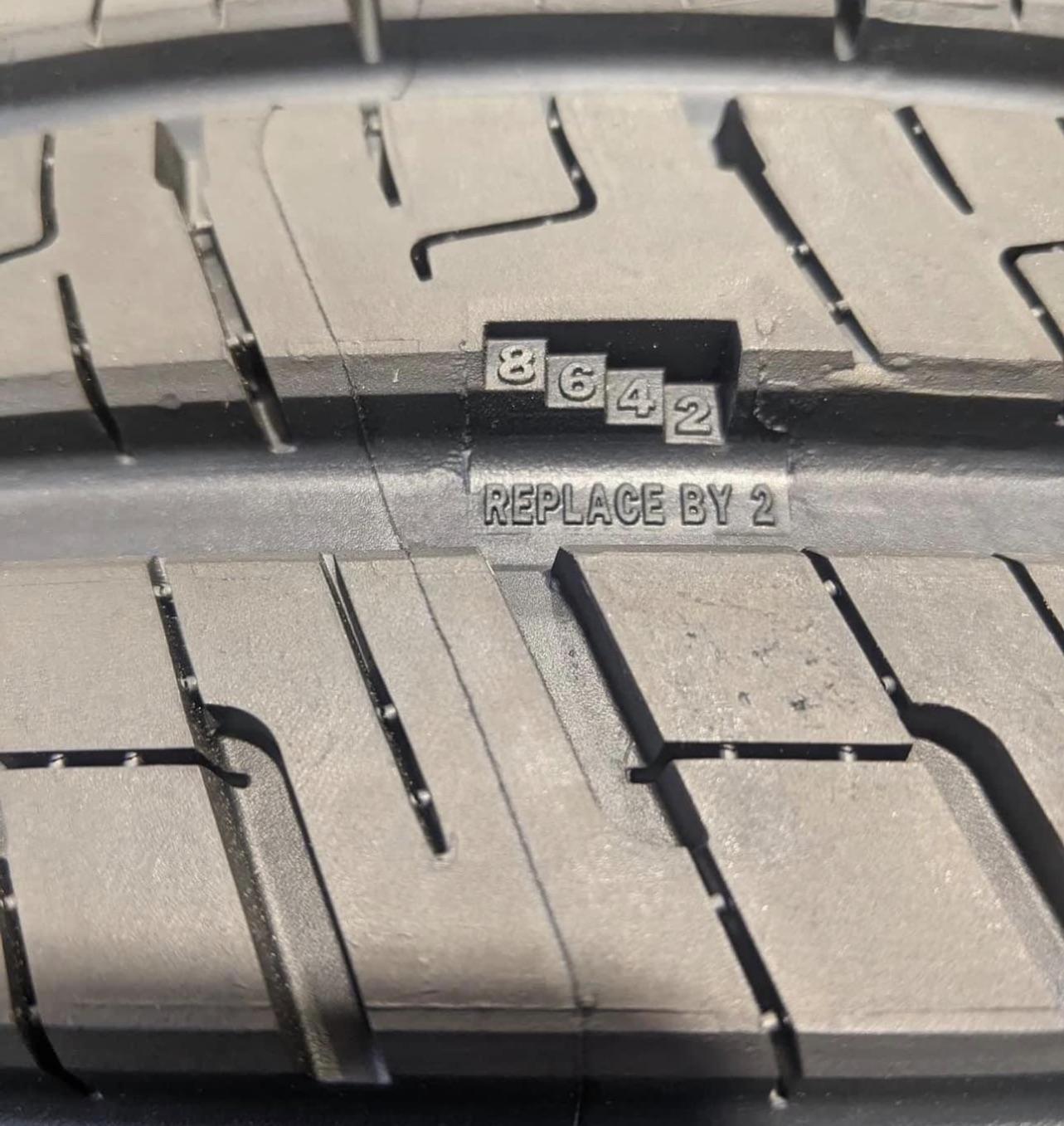 These tires have a wear bar indicator to know when to replace. | Scrolller