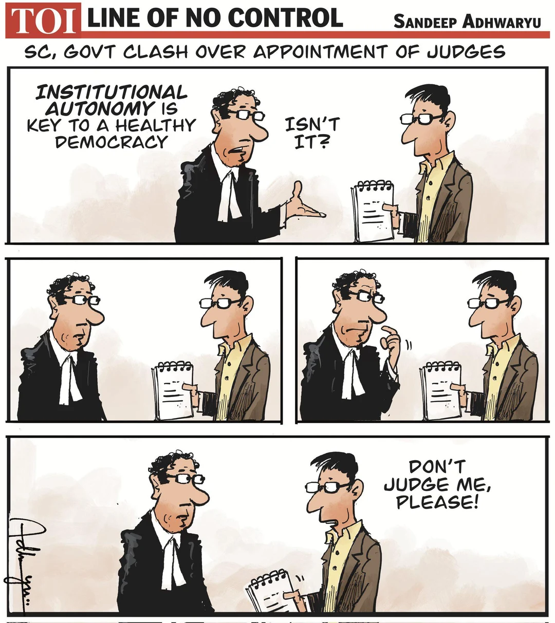 Clash over appointment of judges | Art by Sandeep Adhwaryu | Scrolller