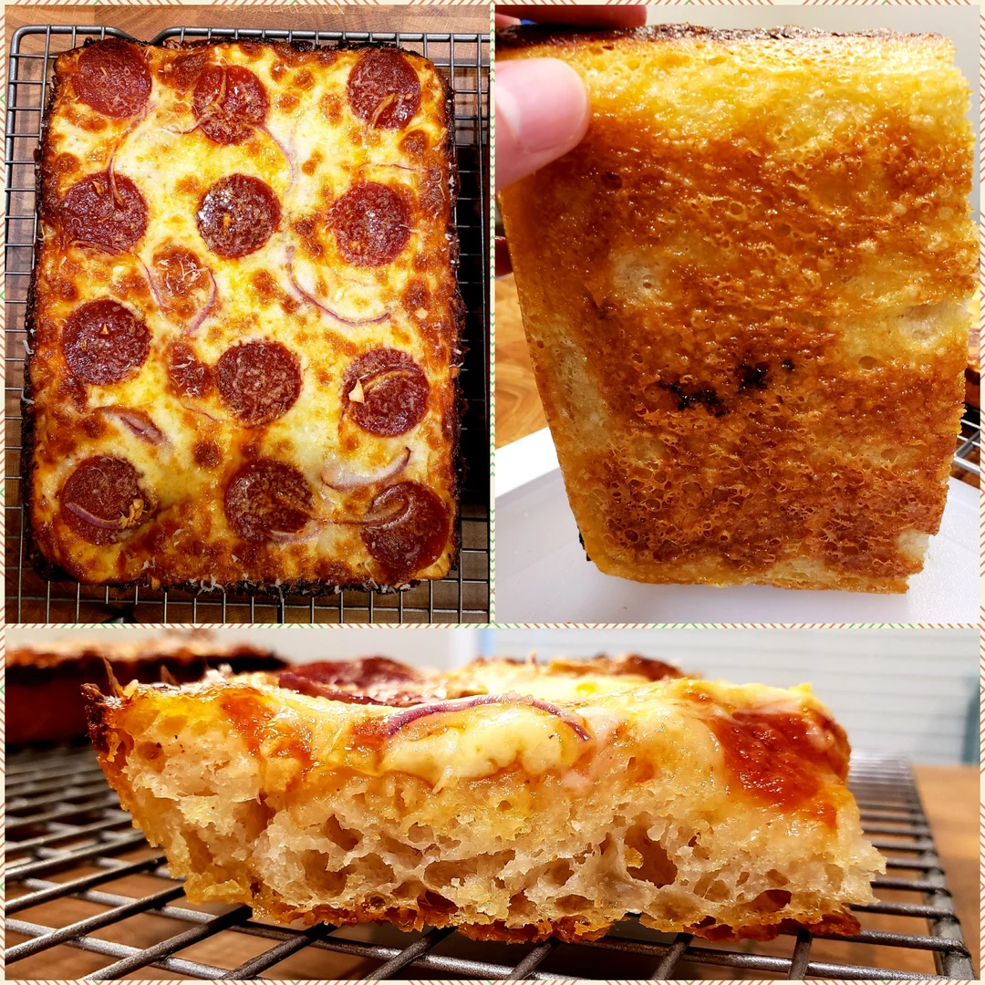 Detroit style. Pepperoni, purple onion and garlic | Scrolller