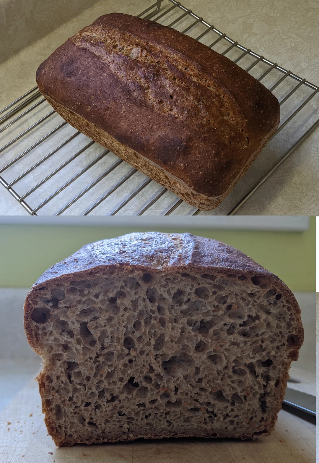 Another whole grain loaf: 83%ww 18%rye 102%water 26-ish hour loaf | Scrolller