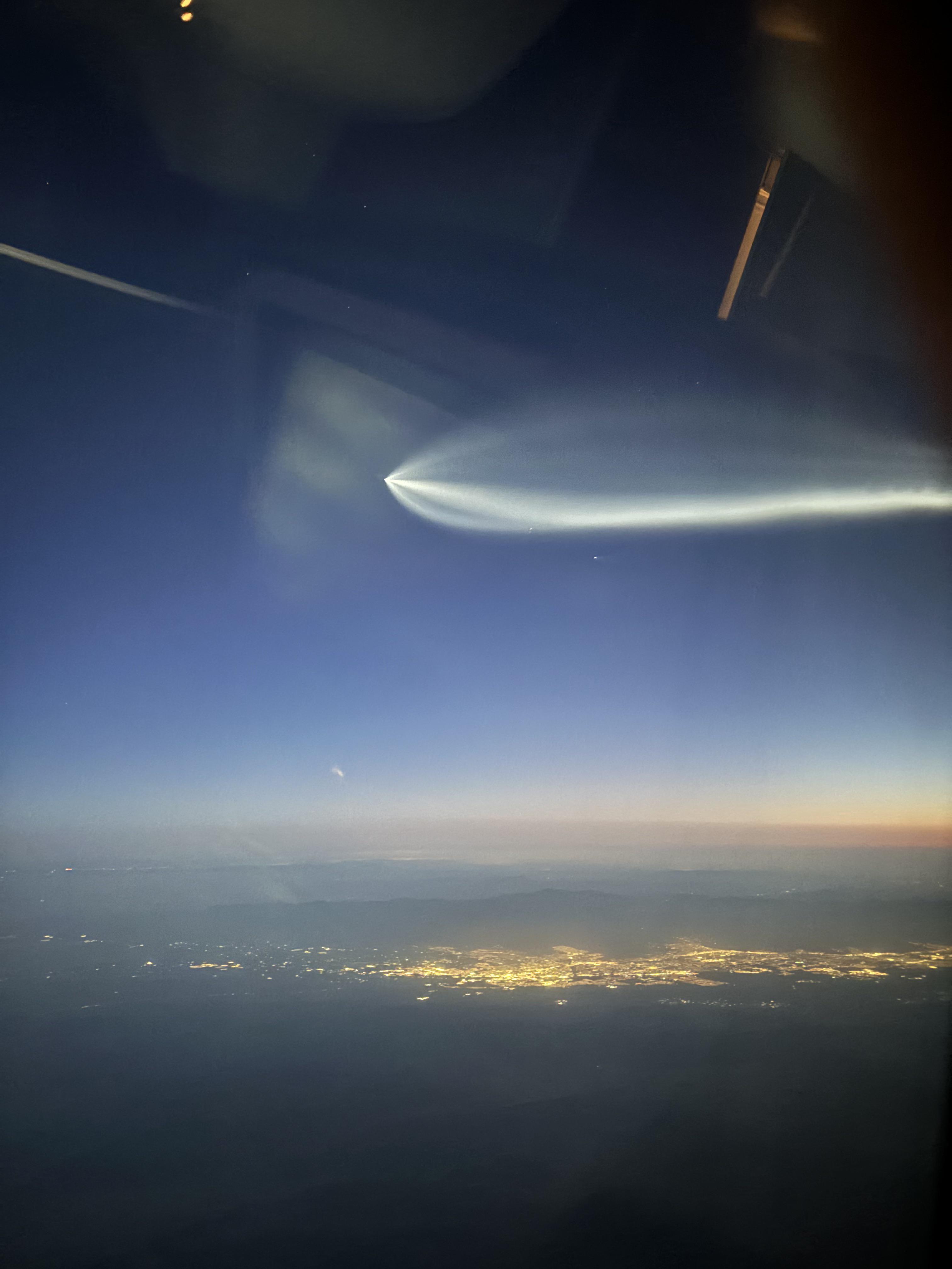 Falcon 9 launch, photo I took from the cockpit last night en route to ...
