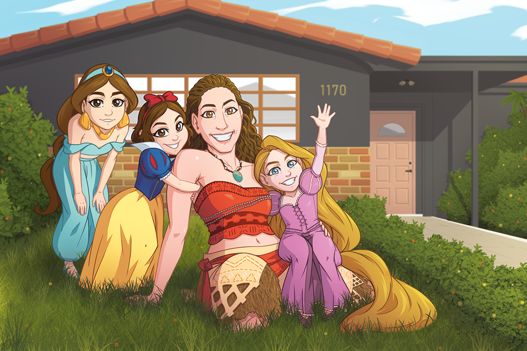 Family portrait dressed as Disney Princesses! Art by me | Scrolller