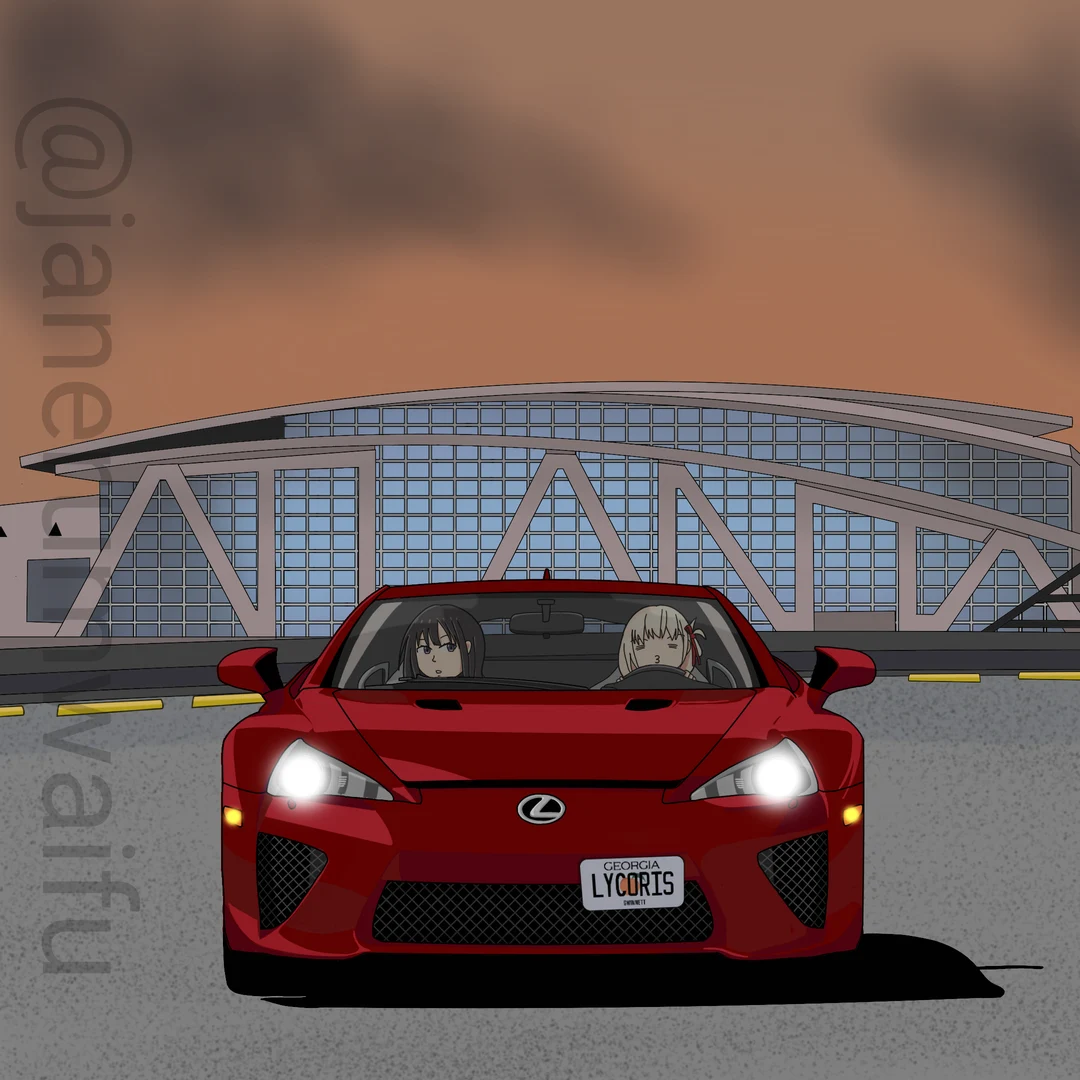 Chisato, Takina and the Supercar | Scrolller