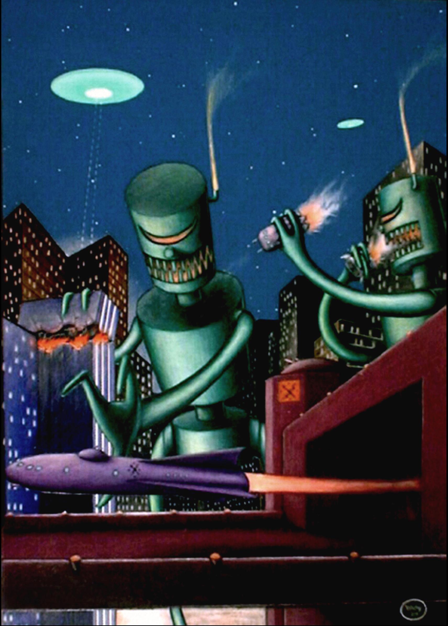 FUTURE CITY DESTROYERS - Collage/Drawing by Gary Wray (me) - 1979 | Scrolller