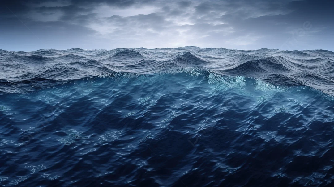 Waves on the ocean surface under a dark sky | Scrolller