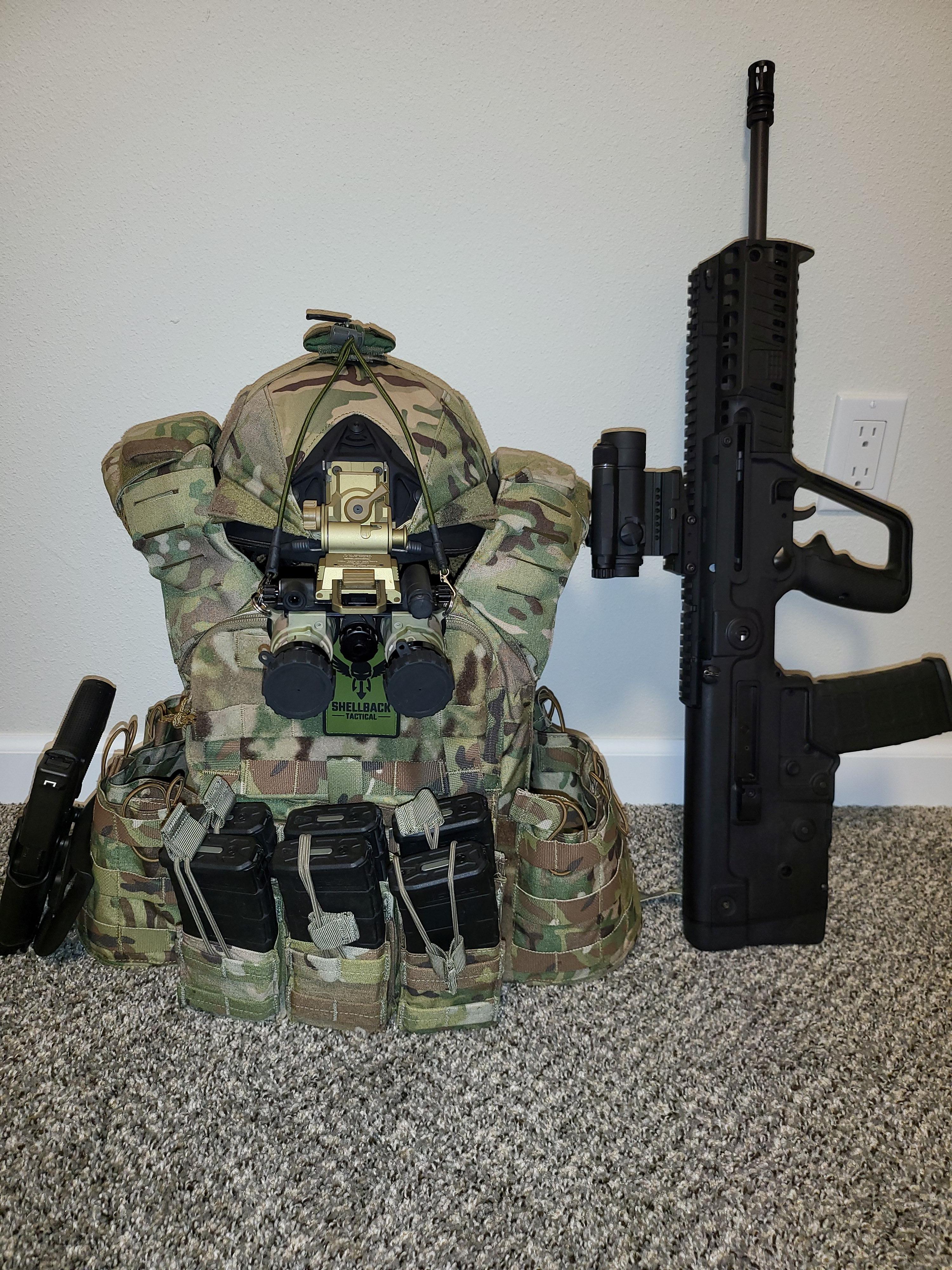 Tactical Gear Setup- Tavor X95, Glock 17, Shellback Tactical Plate Carrier, Opscore Fast LE ...