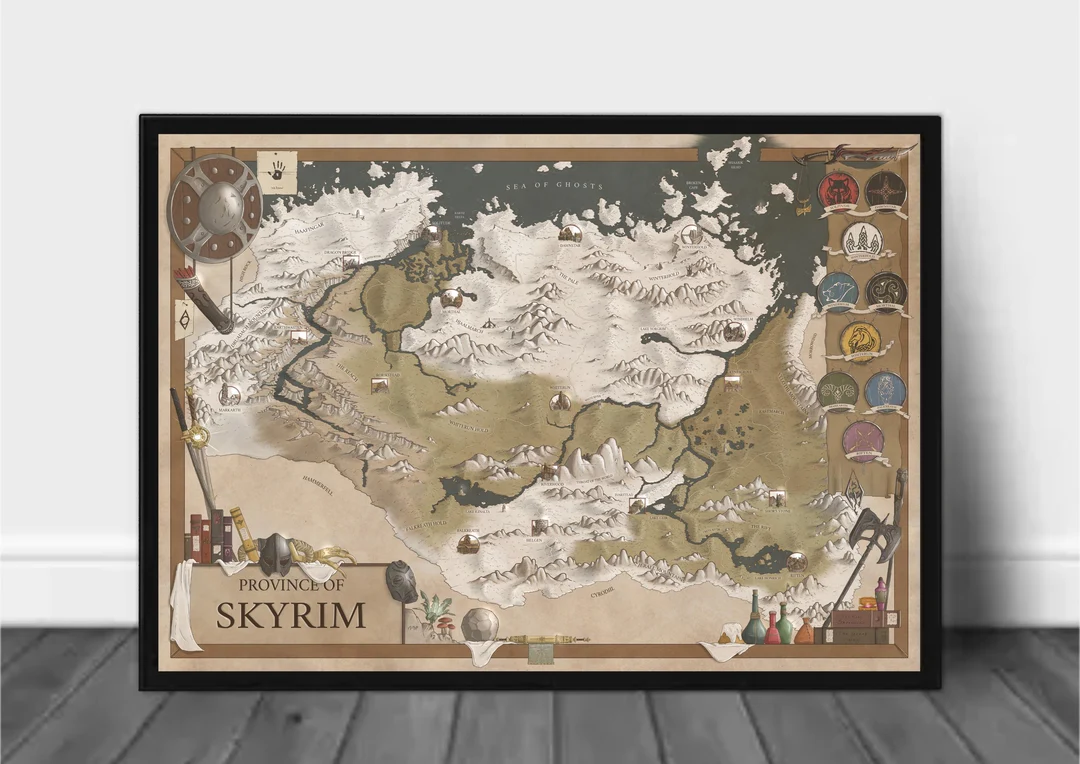 Finished my version of the Skyrim map! What do you guys think? | Scrolller