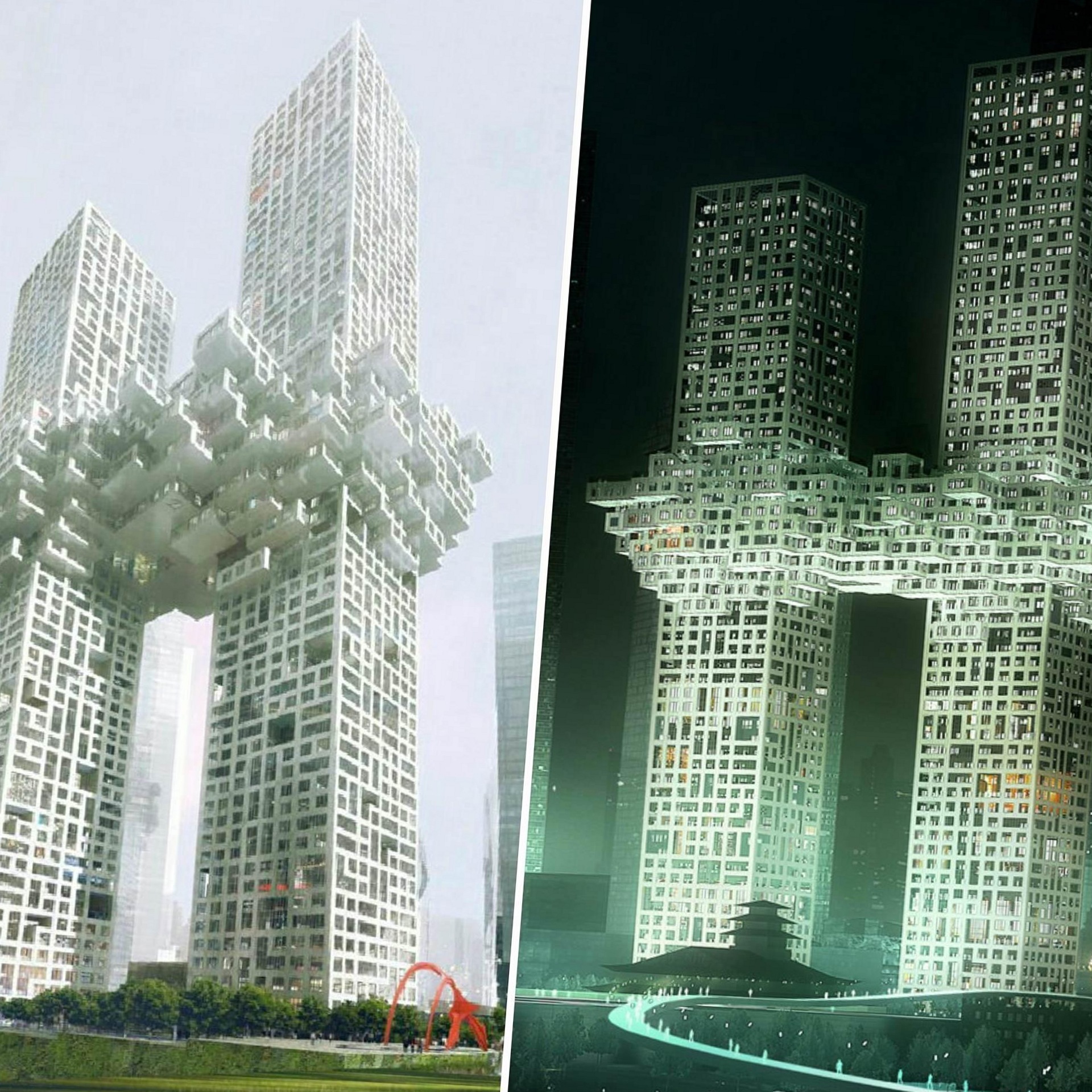 This apartment complex looks like the Twin Towers on 9/11 | Scrolller