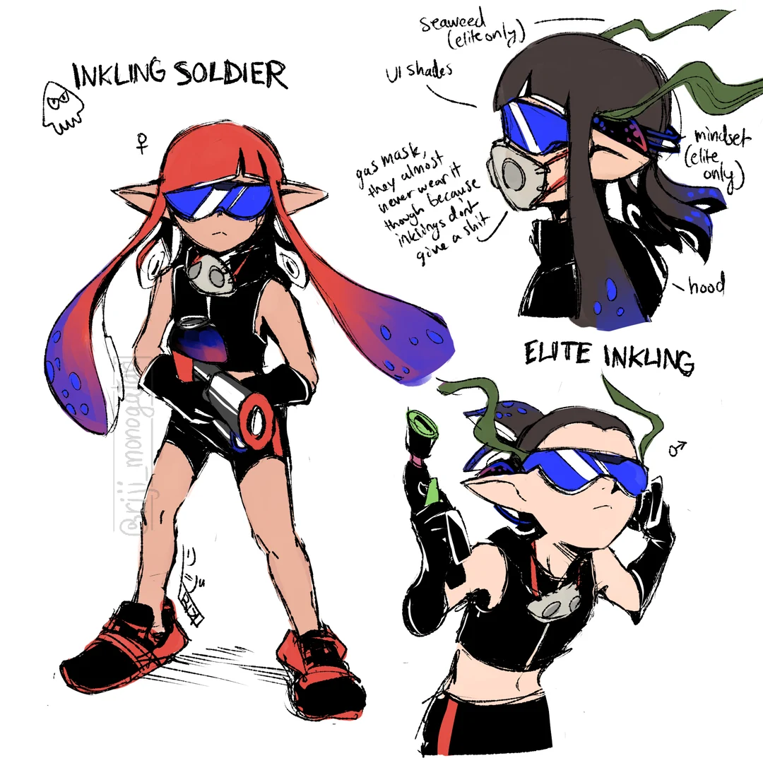 as some of you suggested, here are some enemy inkling concepts! | Scrolller