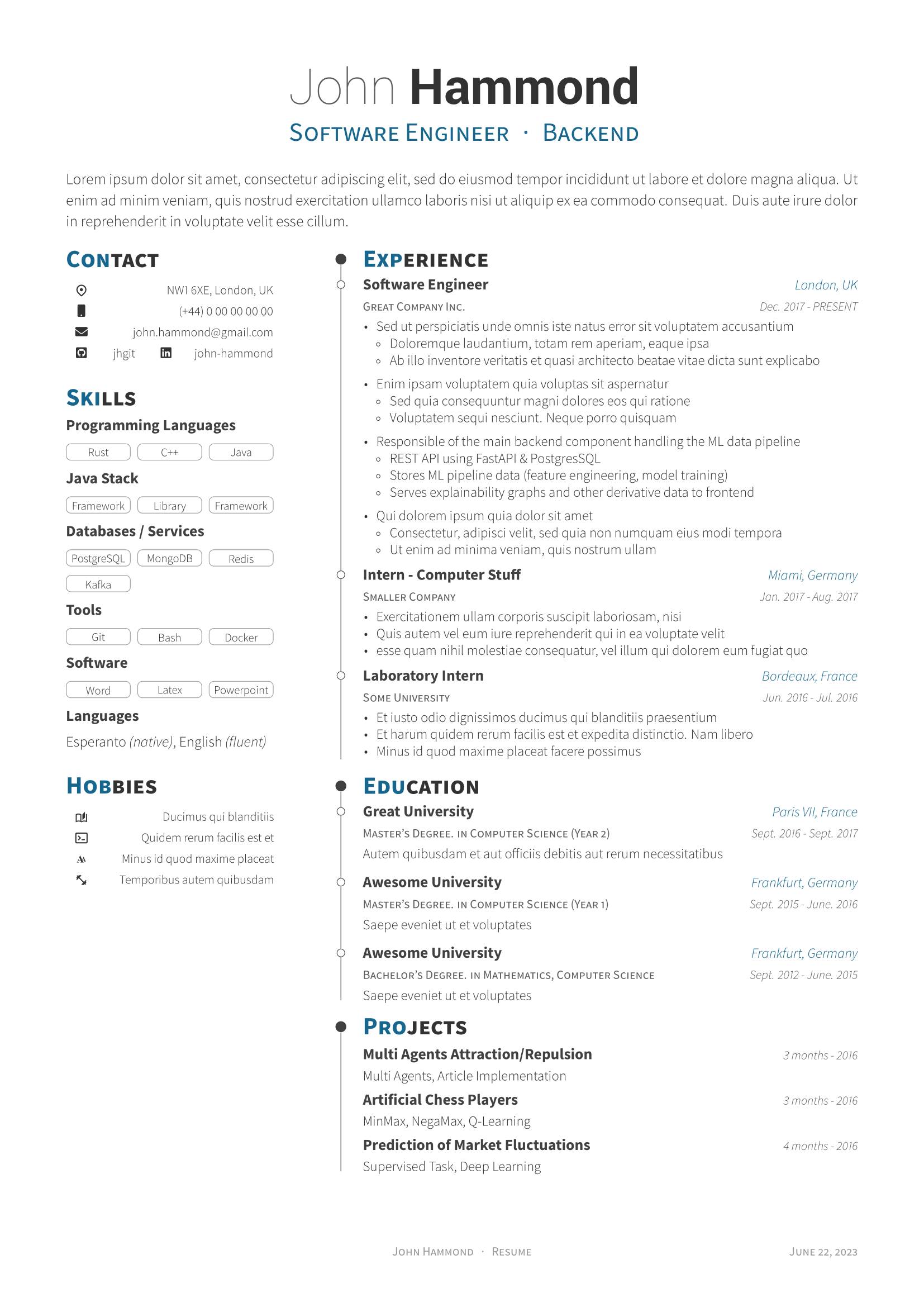 My new Latex resume based on awesome-cv | Scrolller