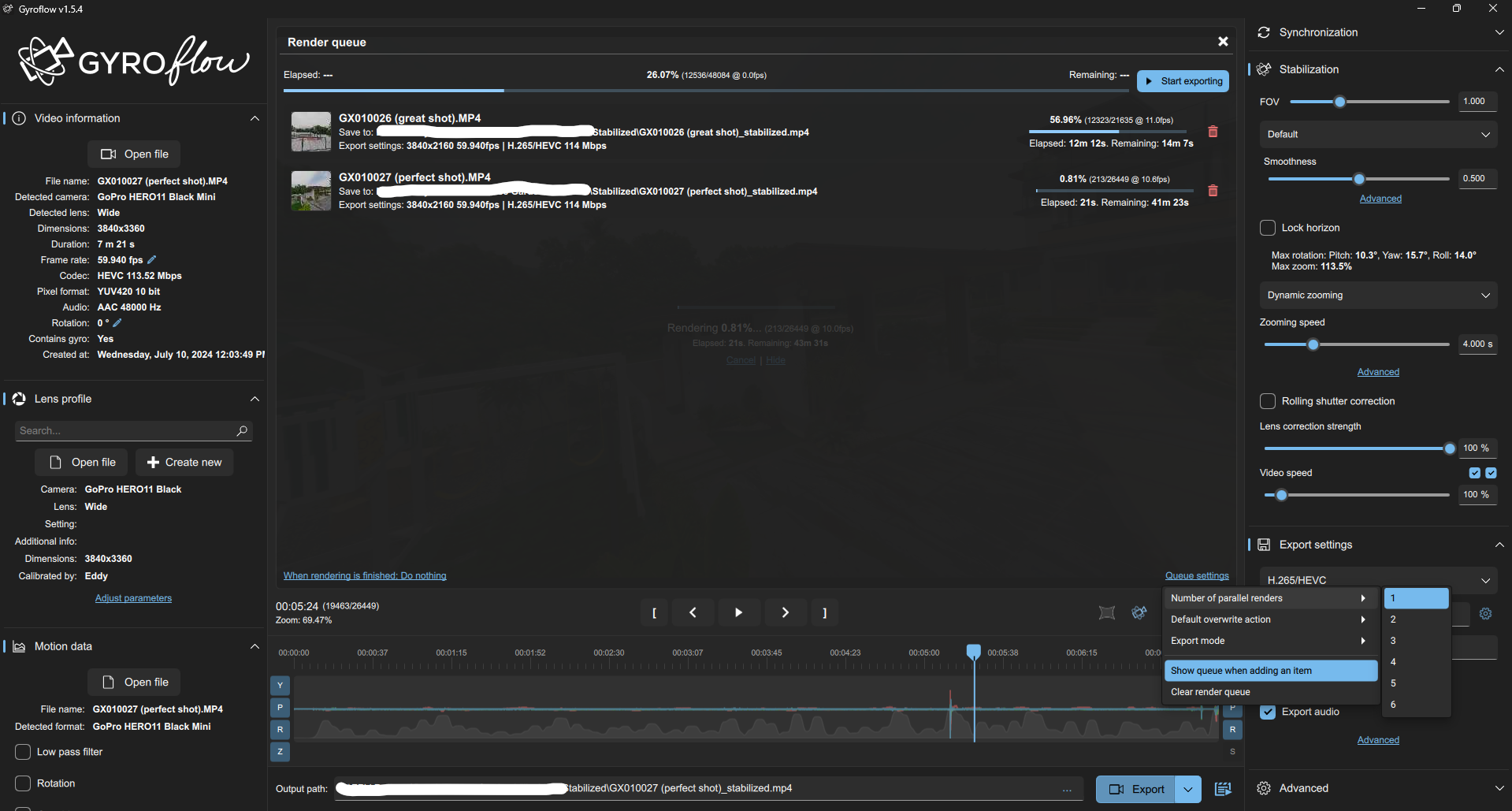 Does anyone know how to render one video at a time in sequence using Gyroflow? | Scrolller