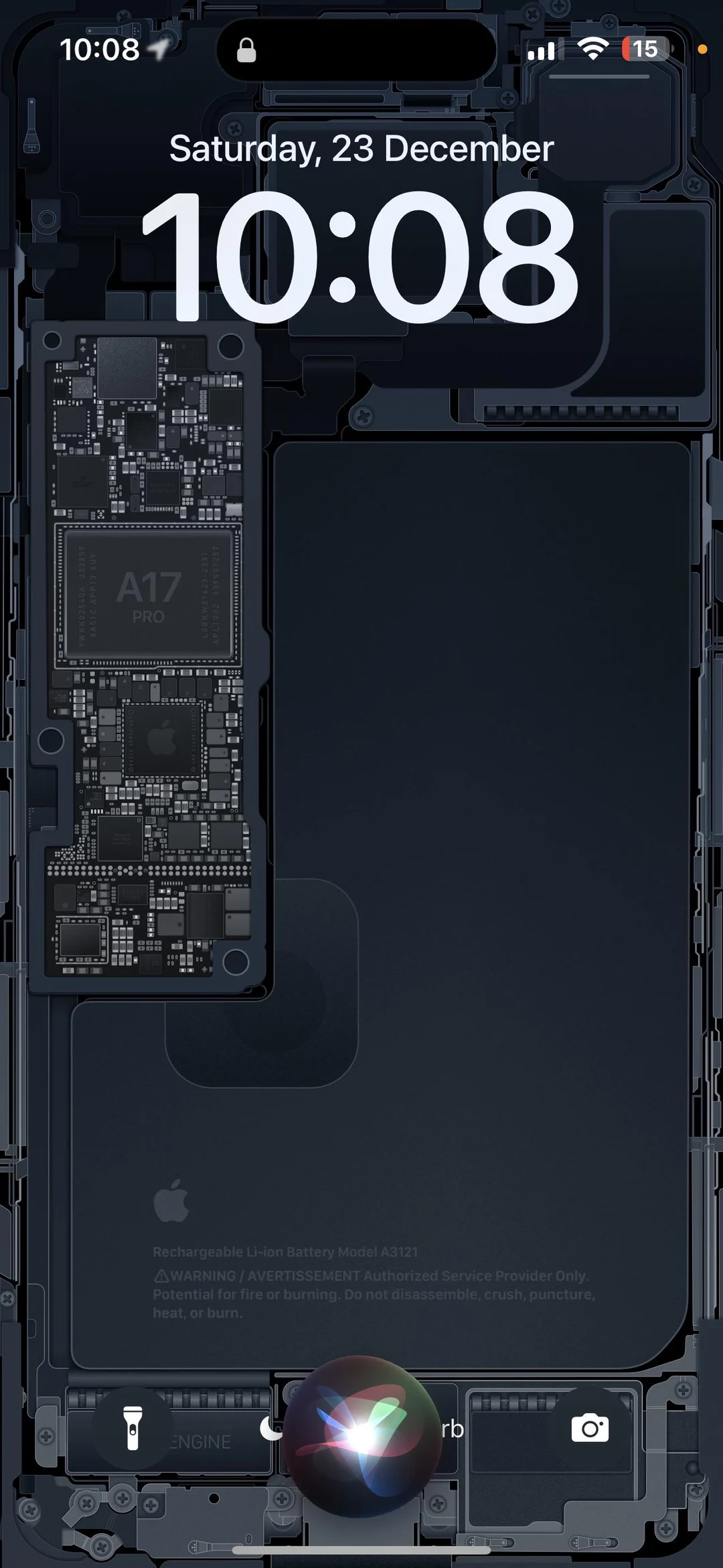 Activated siri with always on display(power button) and my orange mic dot ran to the top right ...