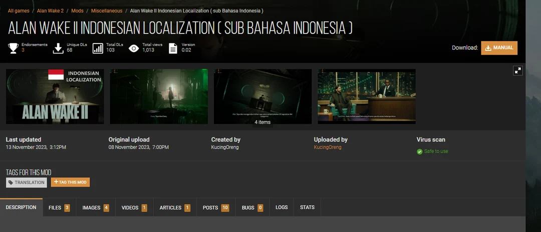 ada endonee-san choy (alan wake 2 indonesia sub mod) | Scrolller