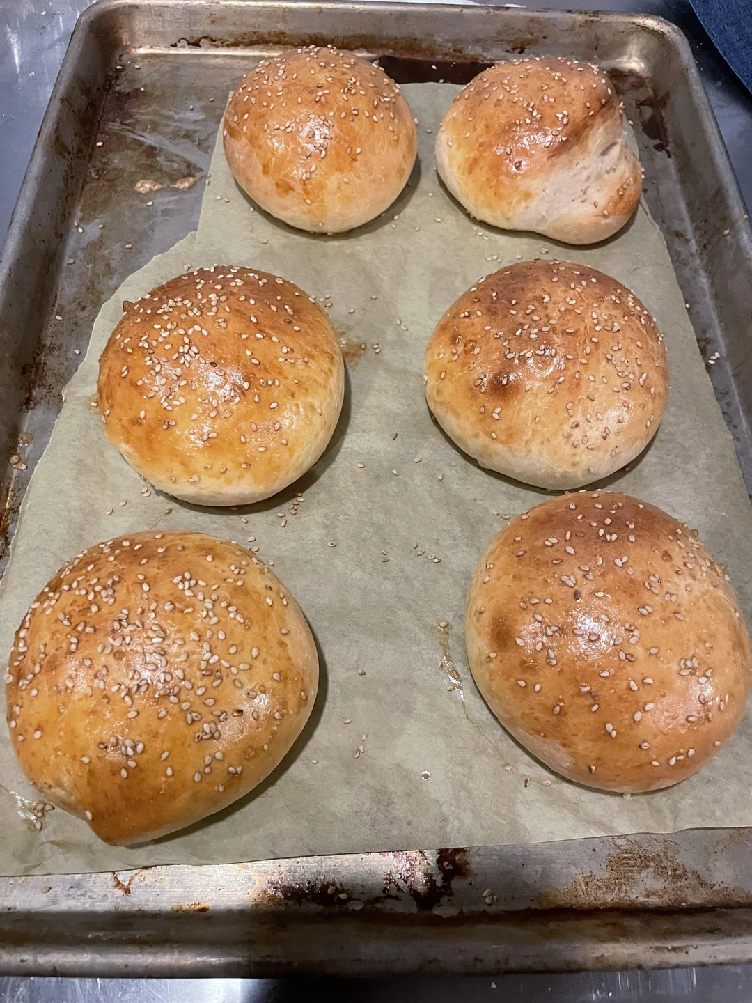 First semi successful attempt at King Arthur potato hamburger buns recipe | Scrolller