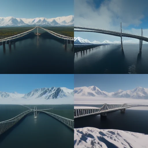 Giant bridge connecting Russia and Alaska, me, AI generated, 2022 | Scrolller