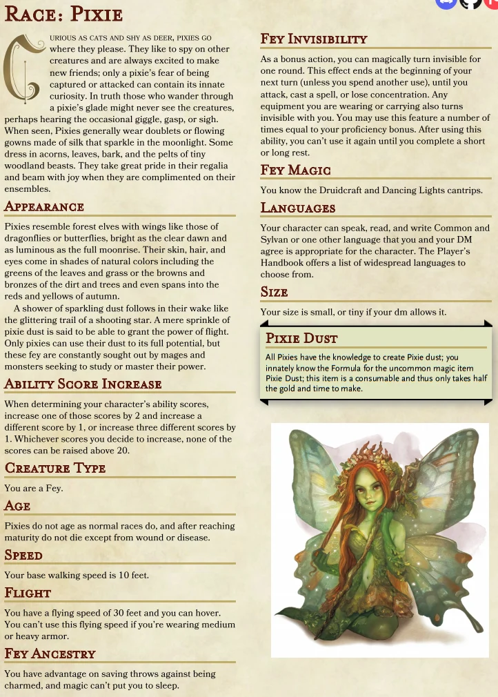 Pixie race for 5e | Scrolller