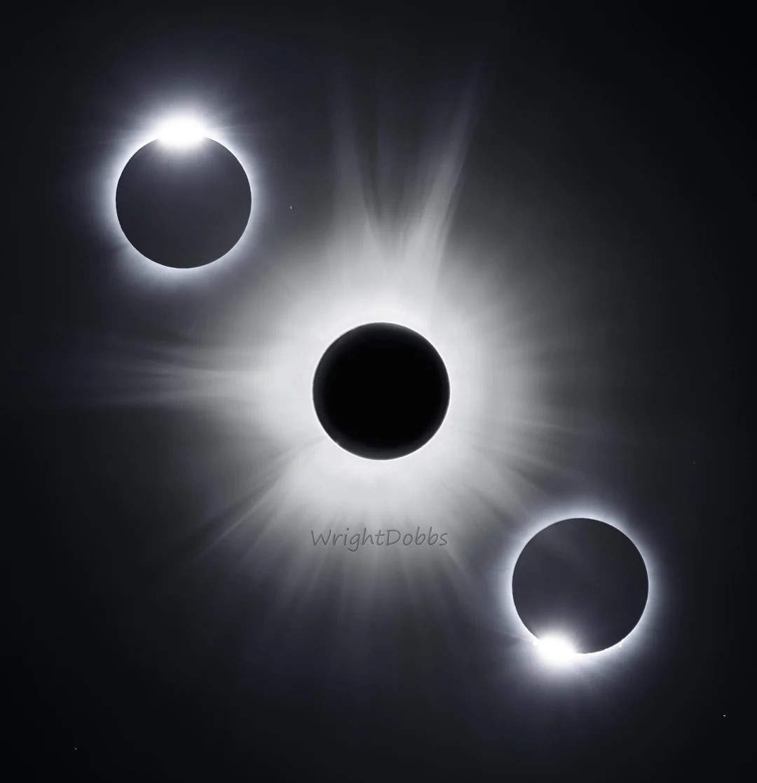 Composite Image of the Diamond Rings and Totality from 2024 Total Solar Eclipse | Scrolller