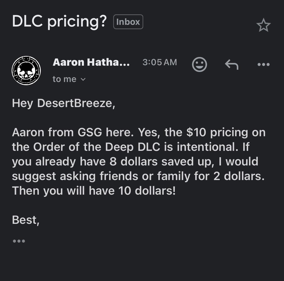 Thank you ghost ship games. Very helpful. | Scrolller