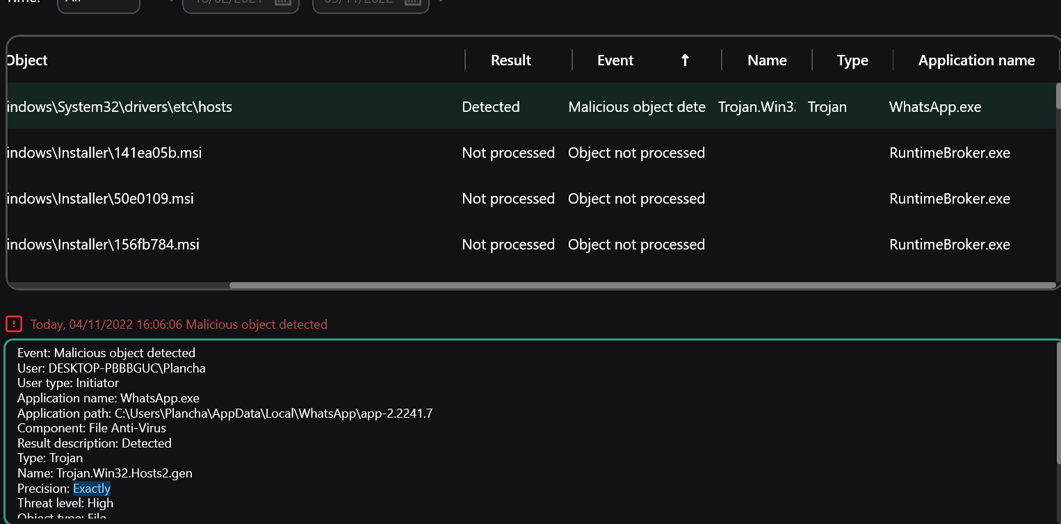 Just a warning to update your anti virus if you have WhatsApp desktop installed, Kaspersky ...