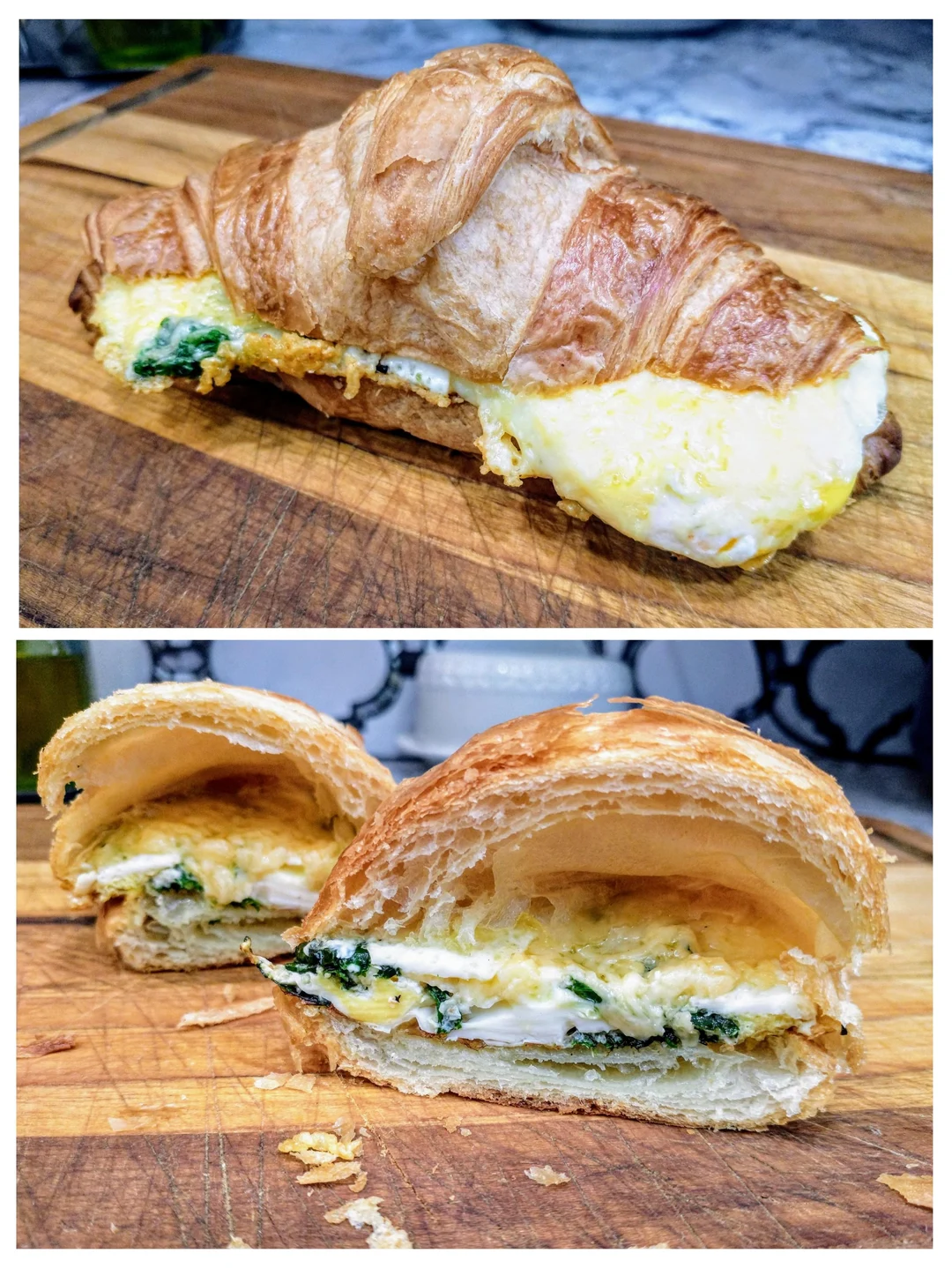 Homemade Spinach, Eggs, and Gouda Cheese Croissant Sandwich. | Scrolller