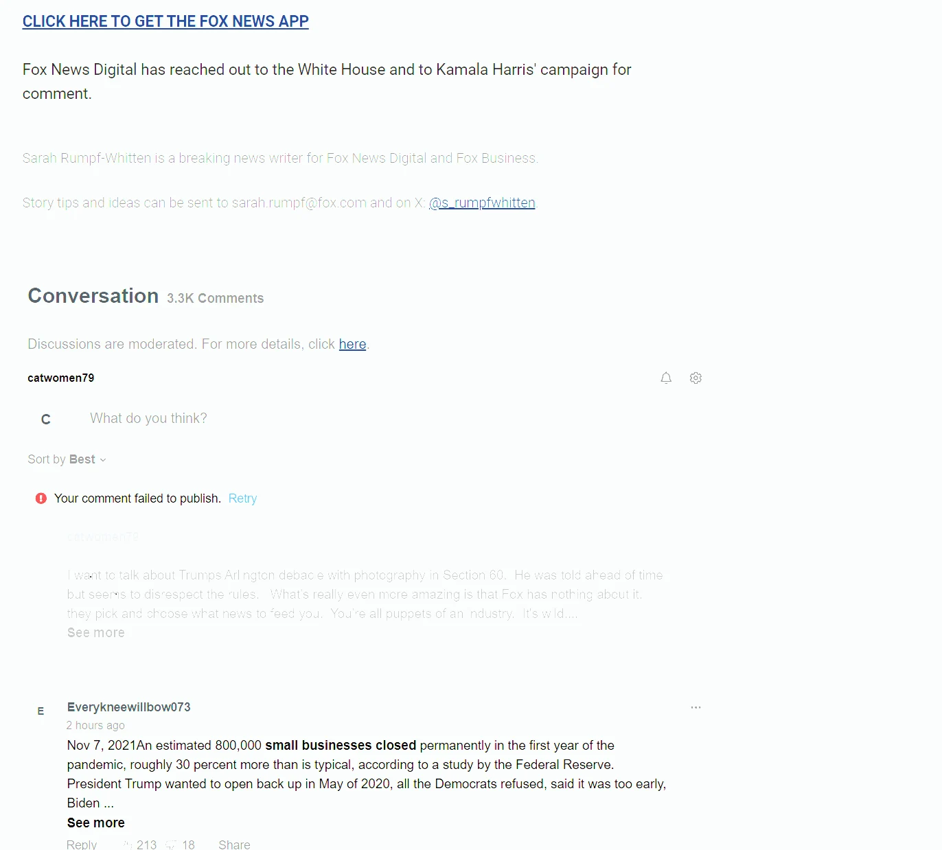 Fox news filtering and removing comments about Arlington. Good luck ...