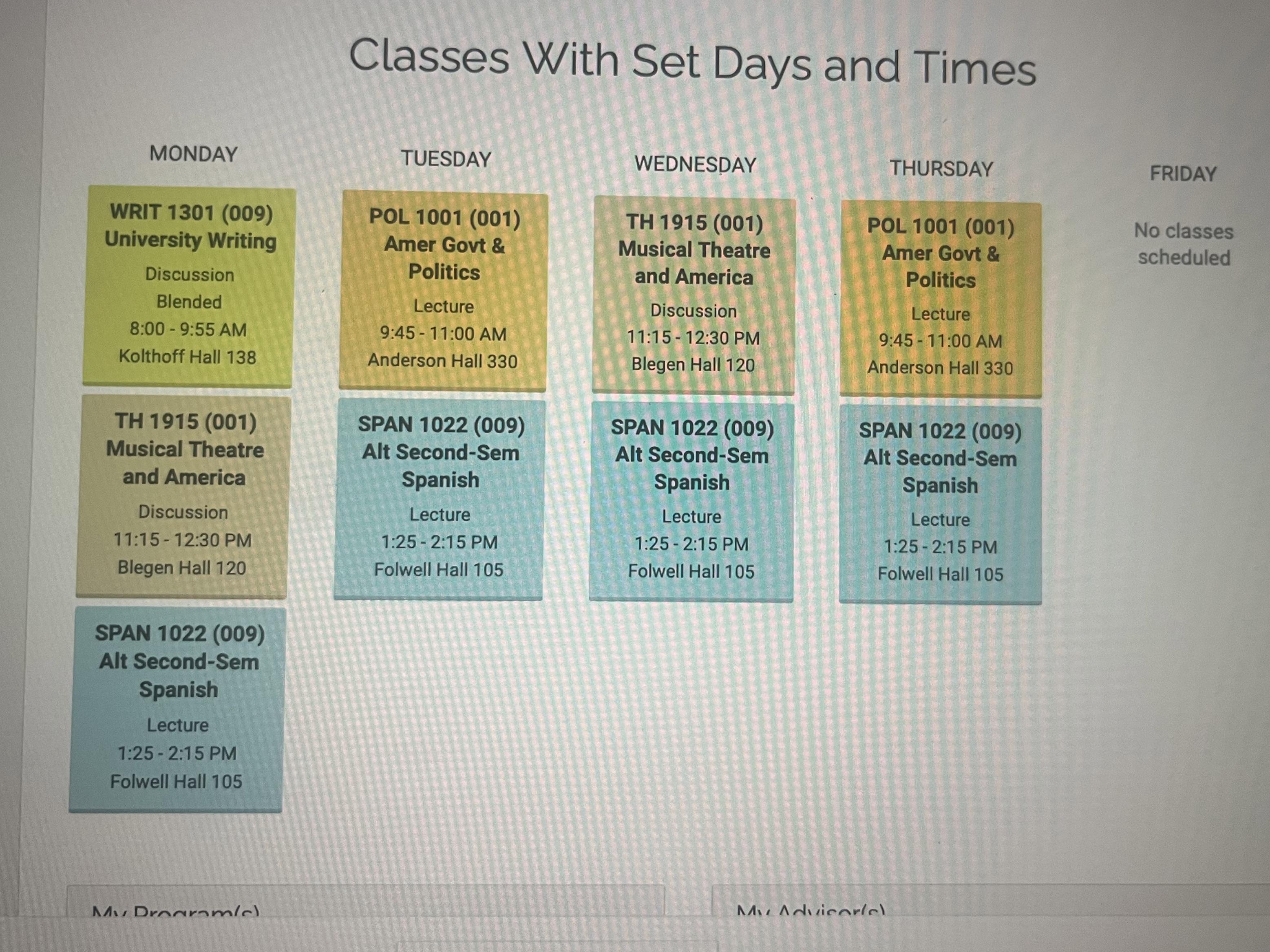 Freshman Schedule | Scrolller
