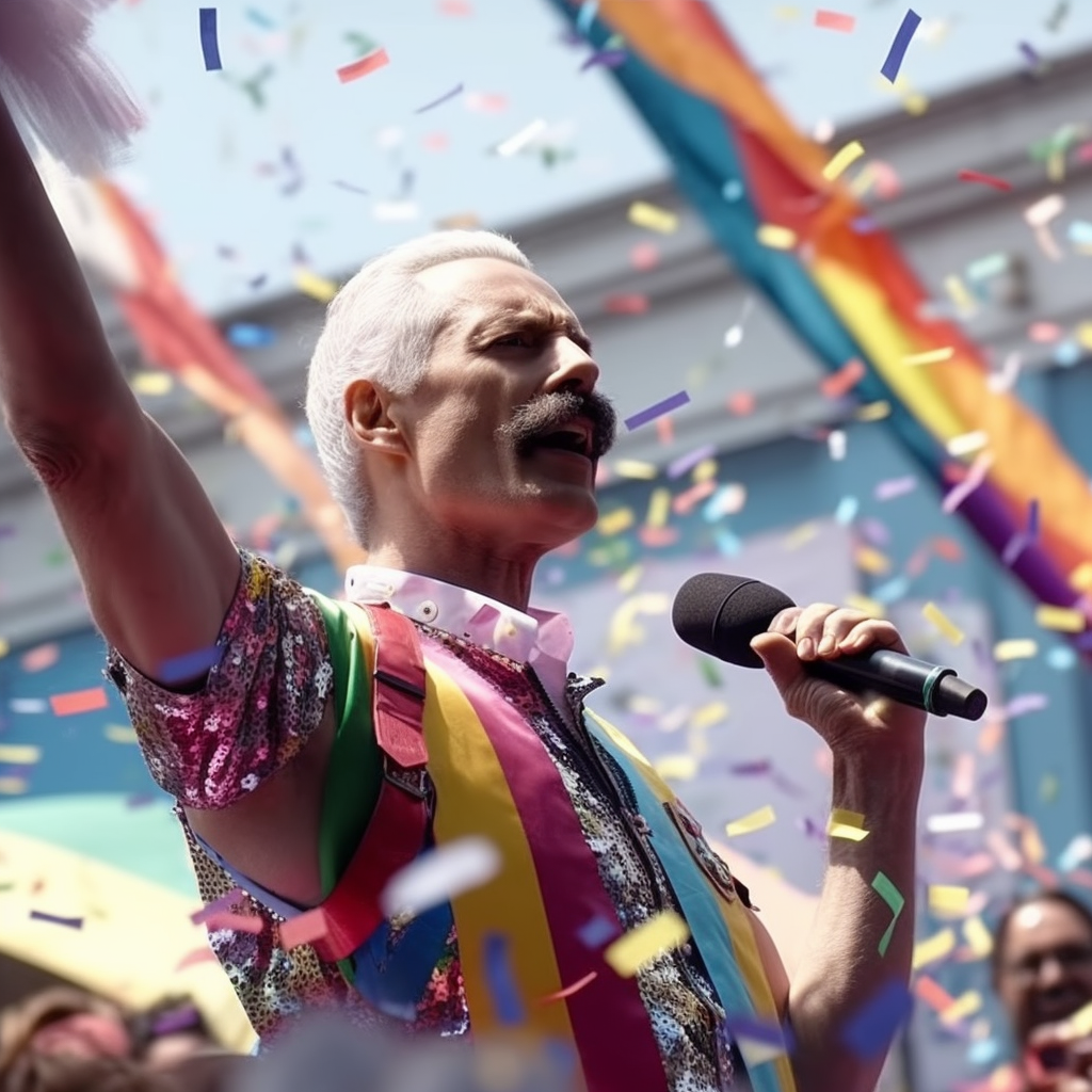 A different timeline : Freddie Mercury performs at the 2023 San Francisco Pride Parade | Scrolller