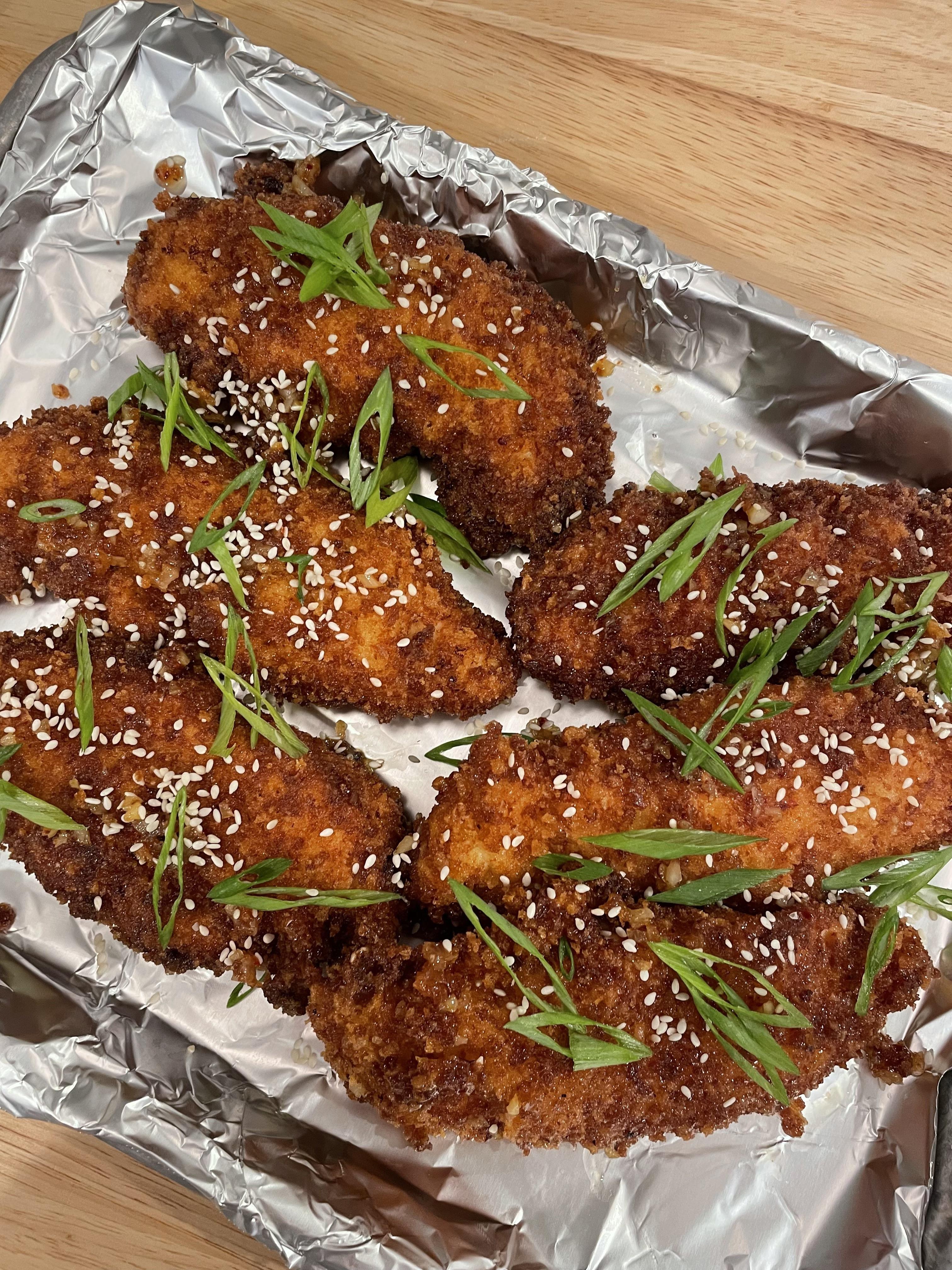 [homemade] Hot honey gochugaru chicken tenders (over Asian sesame salad) | Scrolller