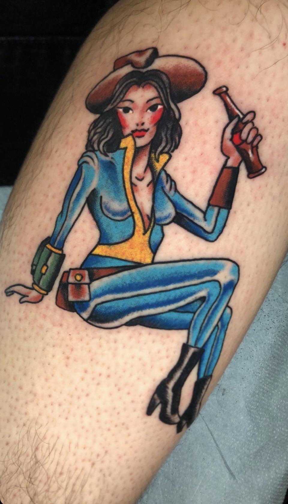 American Traditional Fallout Pin-up Tattoo | Scrolller