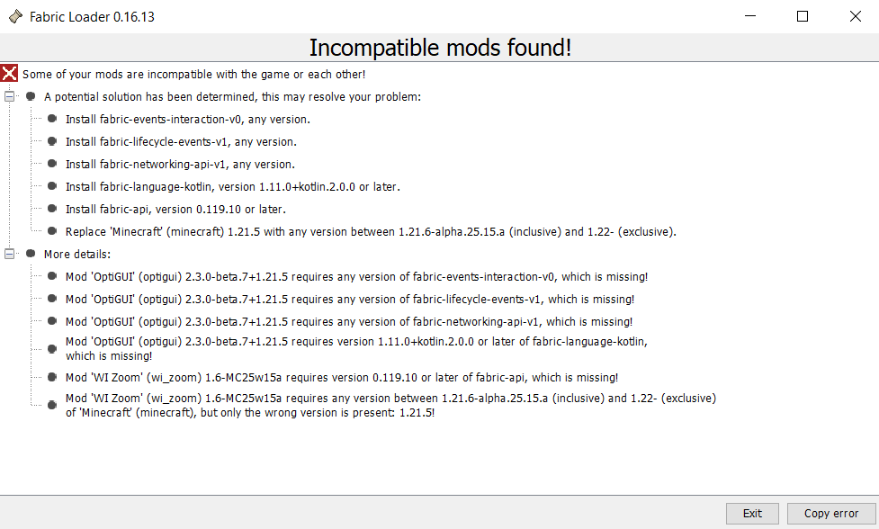 Sorry if this is the wrong sub to ask, but I installed 3 mods and it gives me this error ...