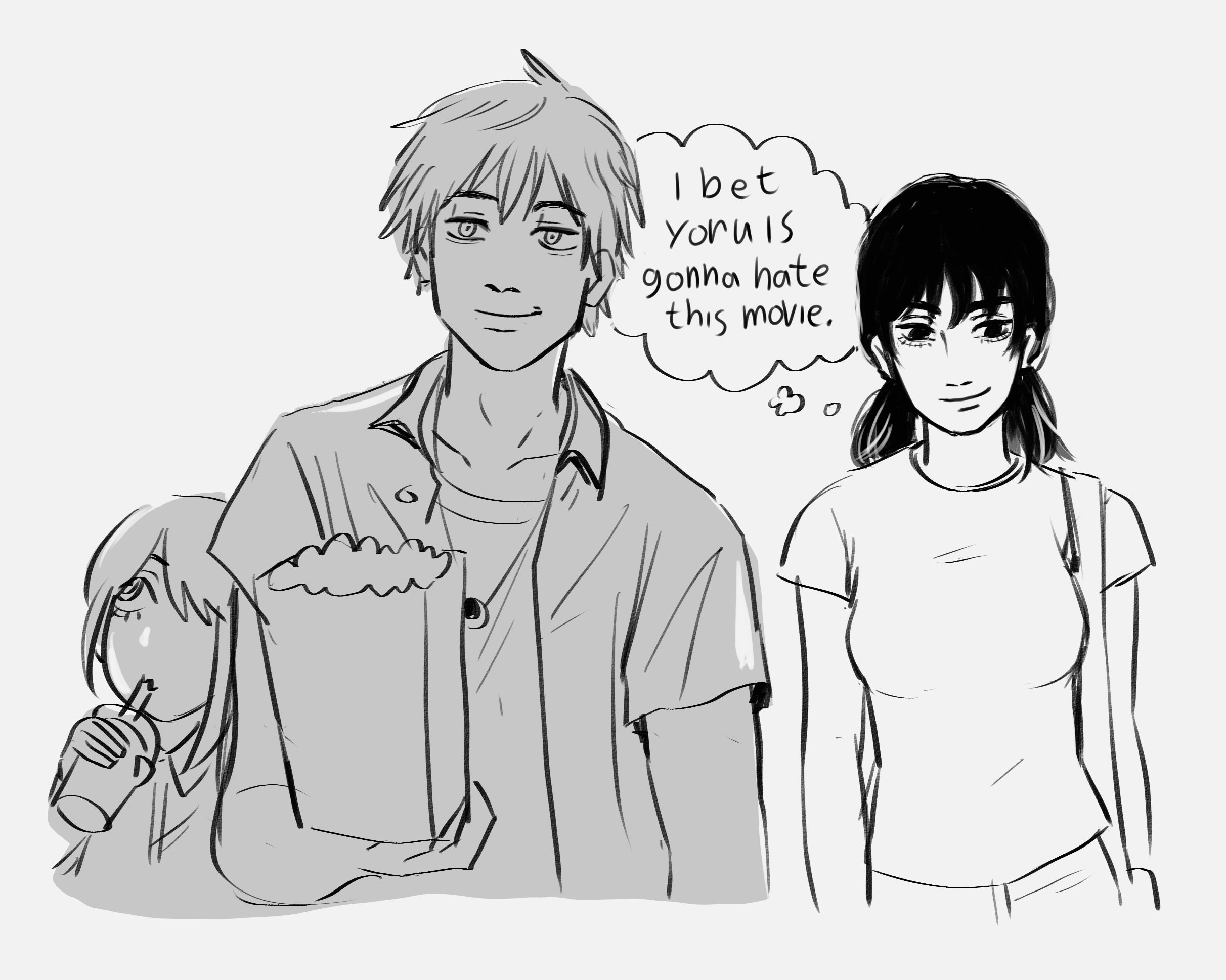 [Art] Denji and Asa go see Barbenheimer (Chainsaw Man) | Scrolller