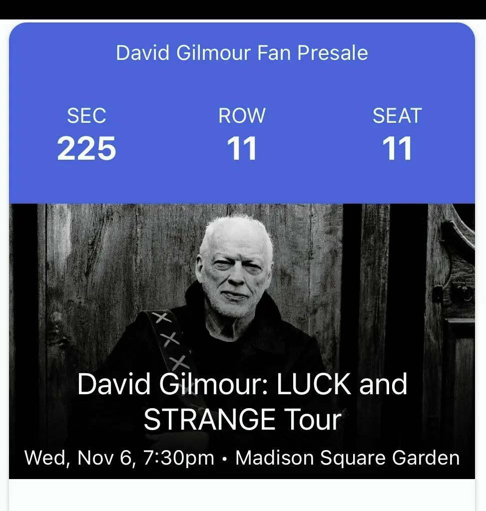 Gilmour MSG tickets | Scrolller