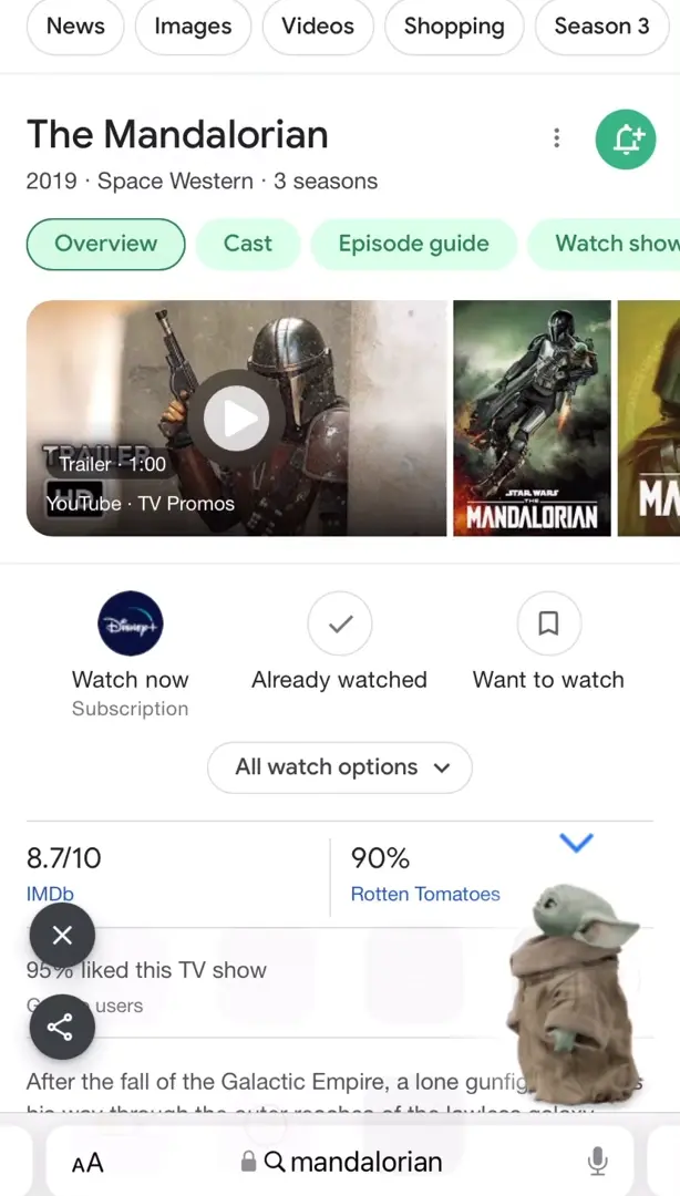 Grogu Google Easter egg. | Scrolller