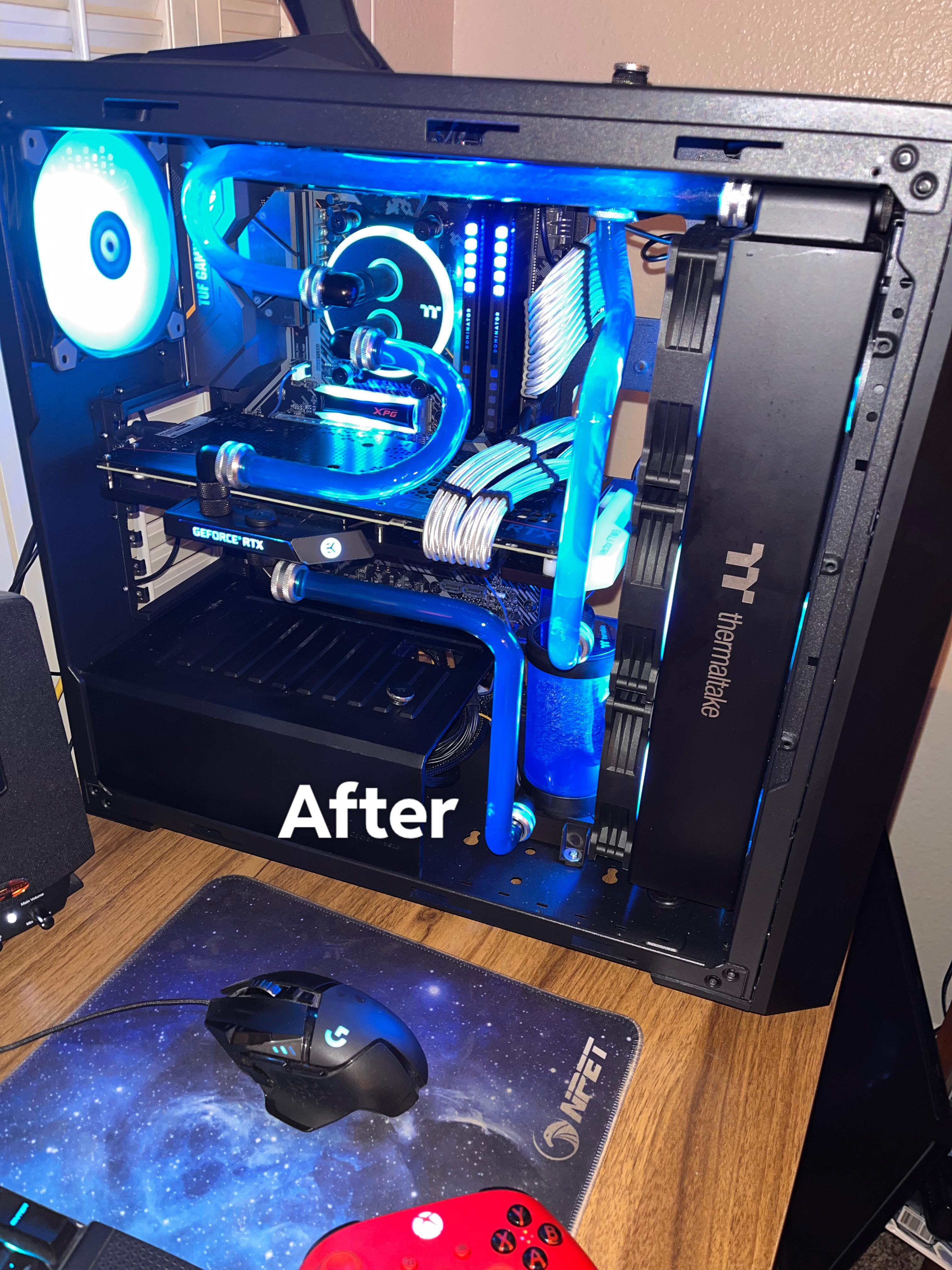 Switched from vertical mount to horizontal. Really cleaned things up, changed pump and res and ...