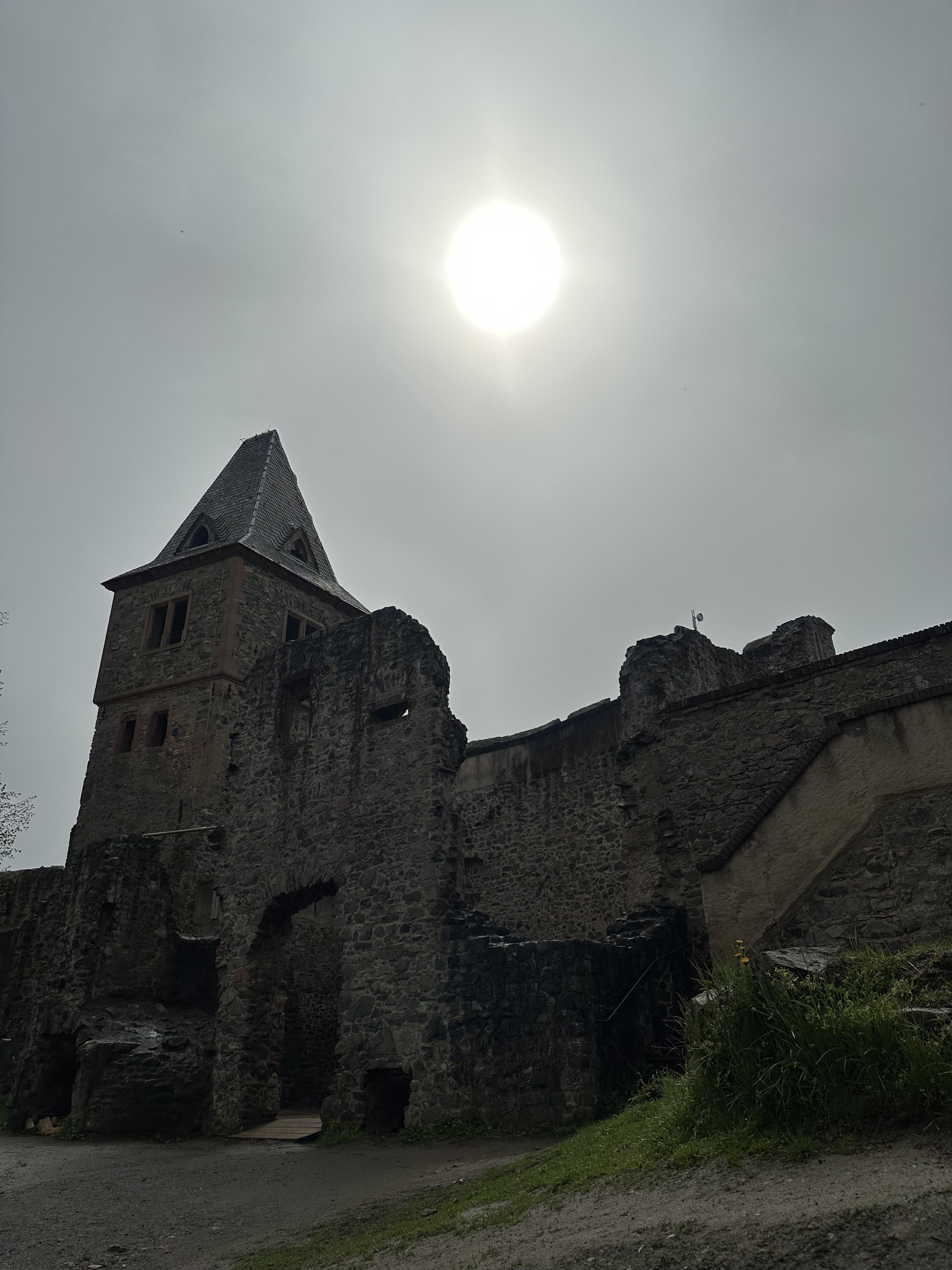 Frankenstein Castle overlooking the city of Darmstadt, Germany. Got to the top of the hill just ...