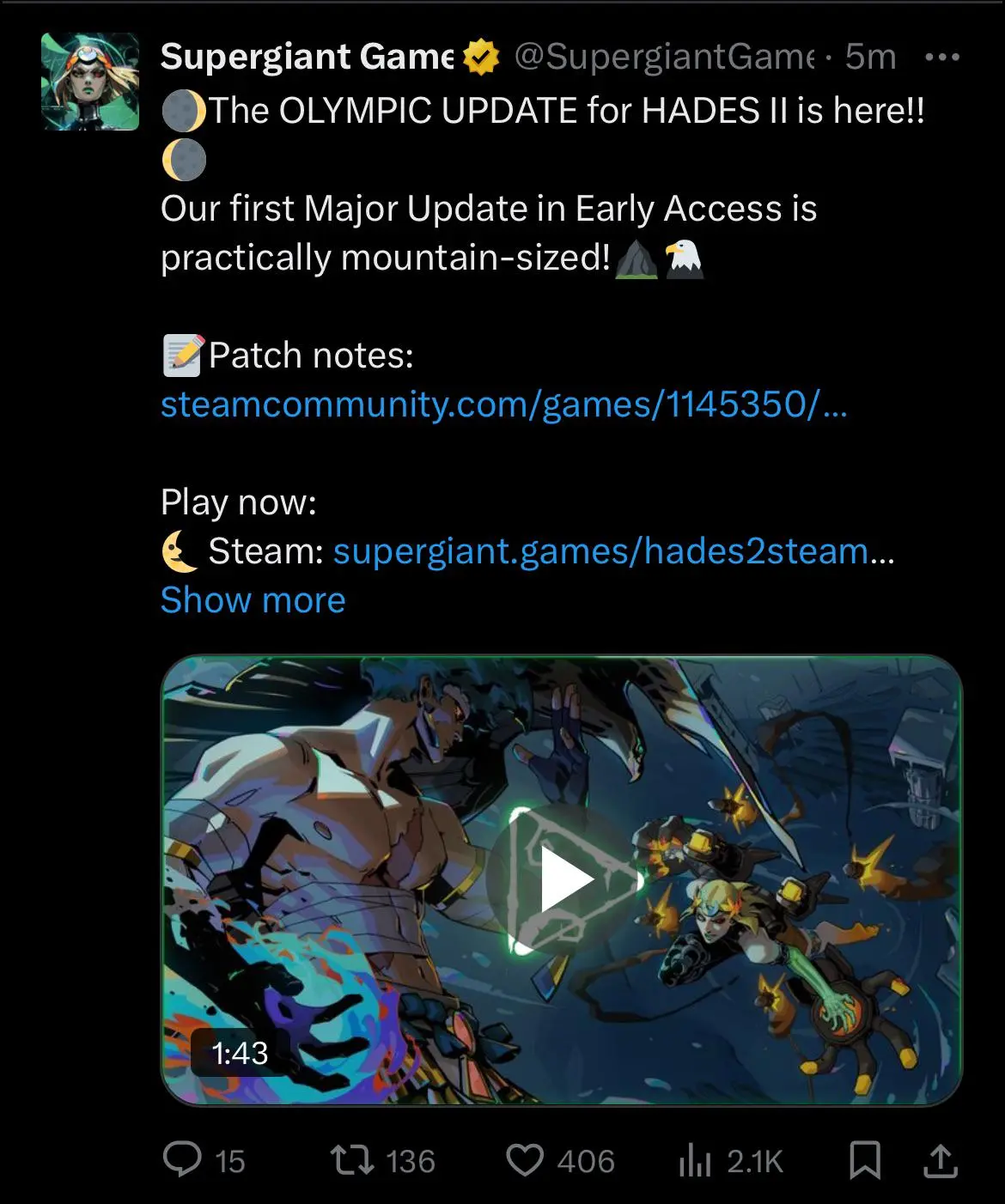 HADES II UPDATE IS LIVE | Scrolller