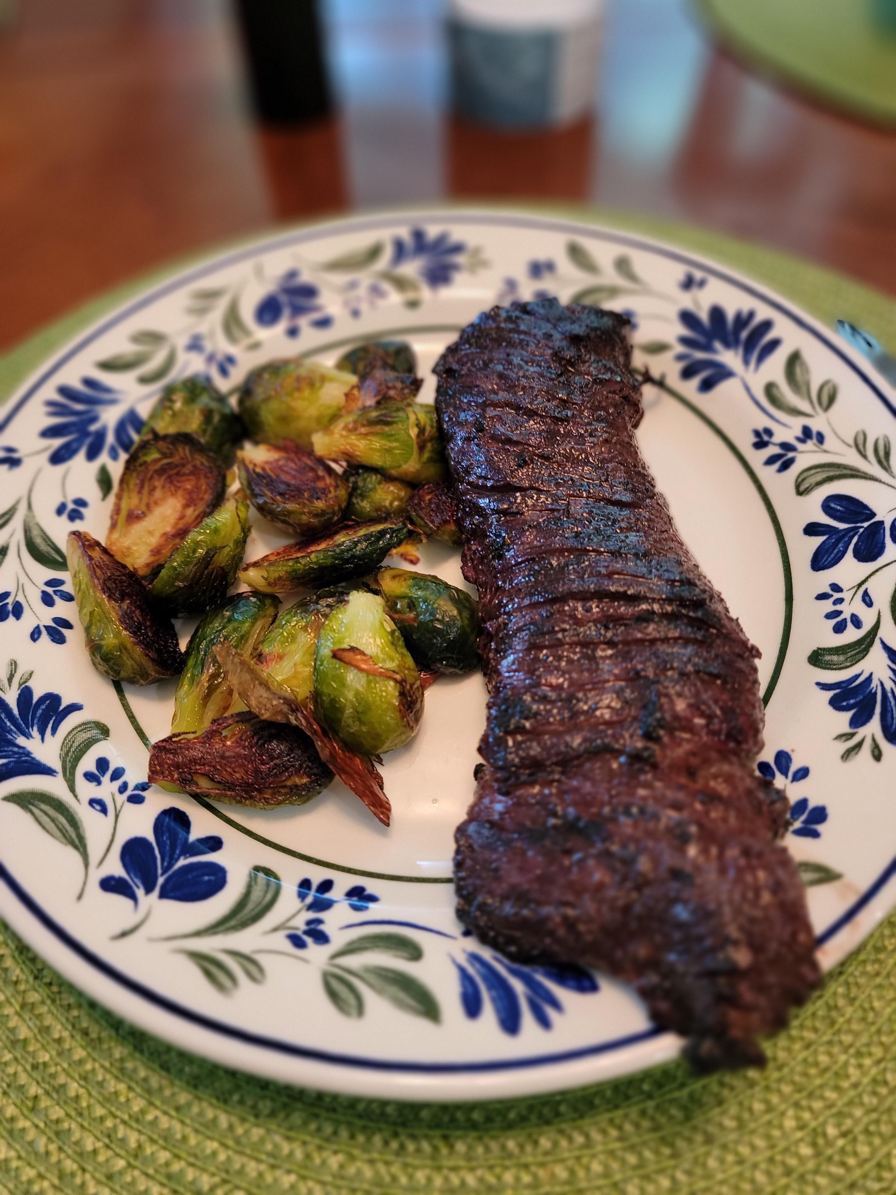 Hanger steak and sprouts. | Scrolller